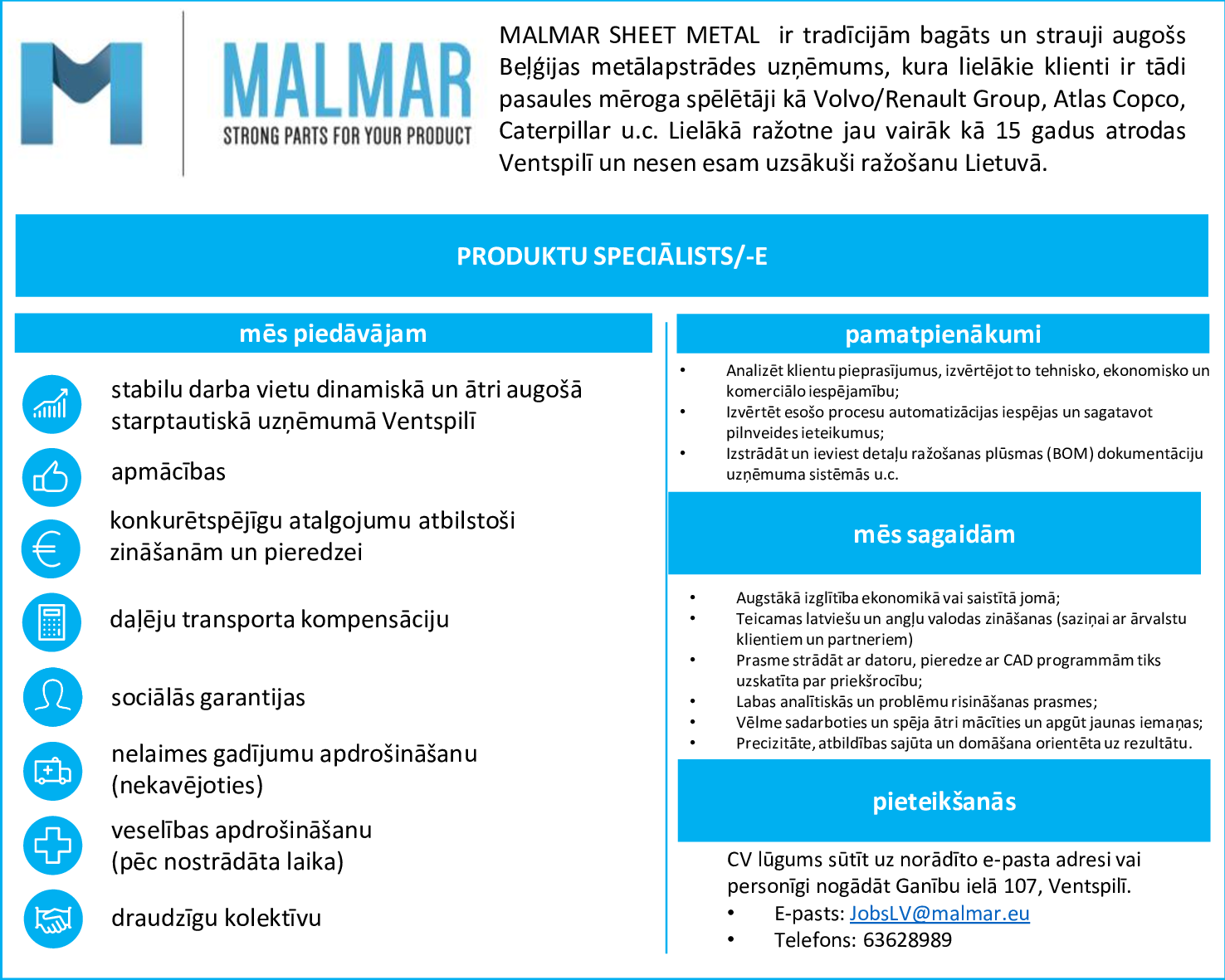 PRODUKTU SPECIĀLISTS/-E | VisiDarbi.lv