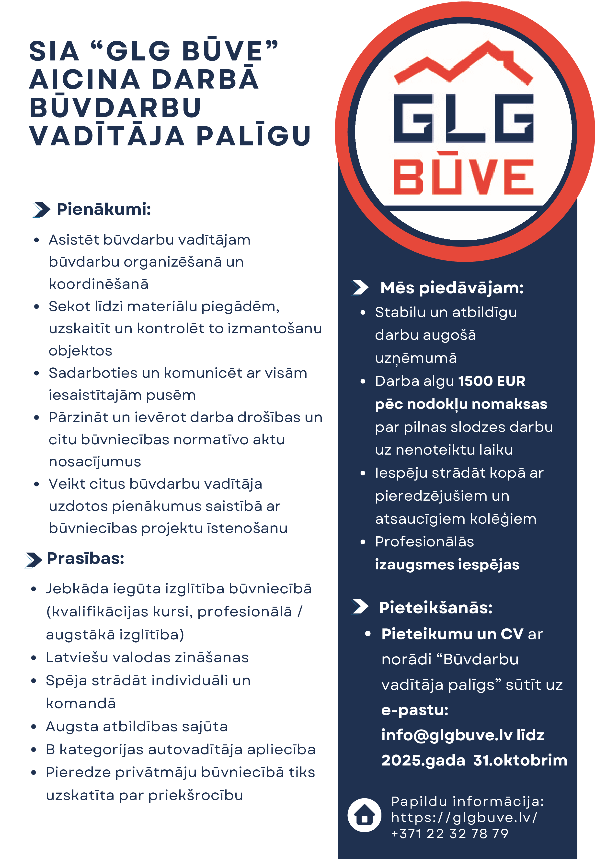 Būvdarbu vadītāja palīgs | VisiDarbi.lv