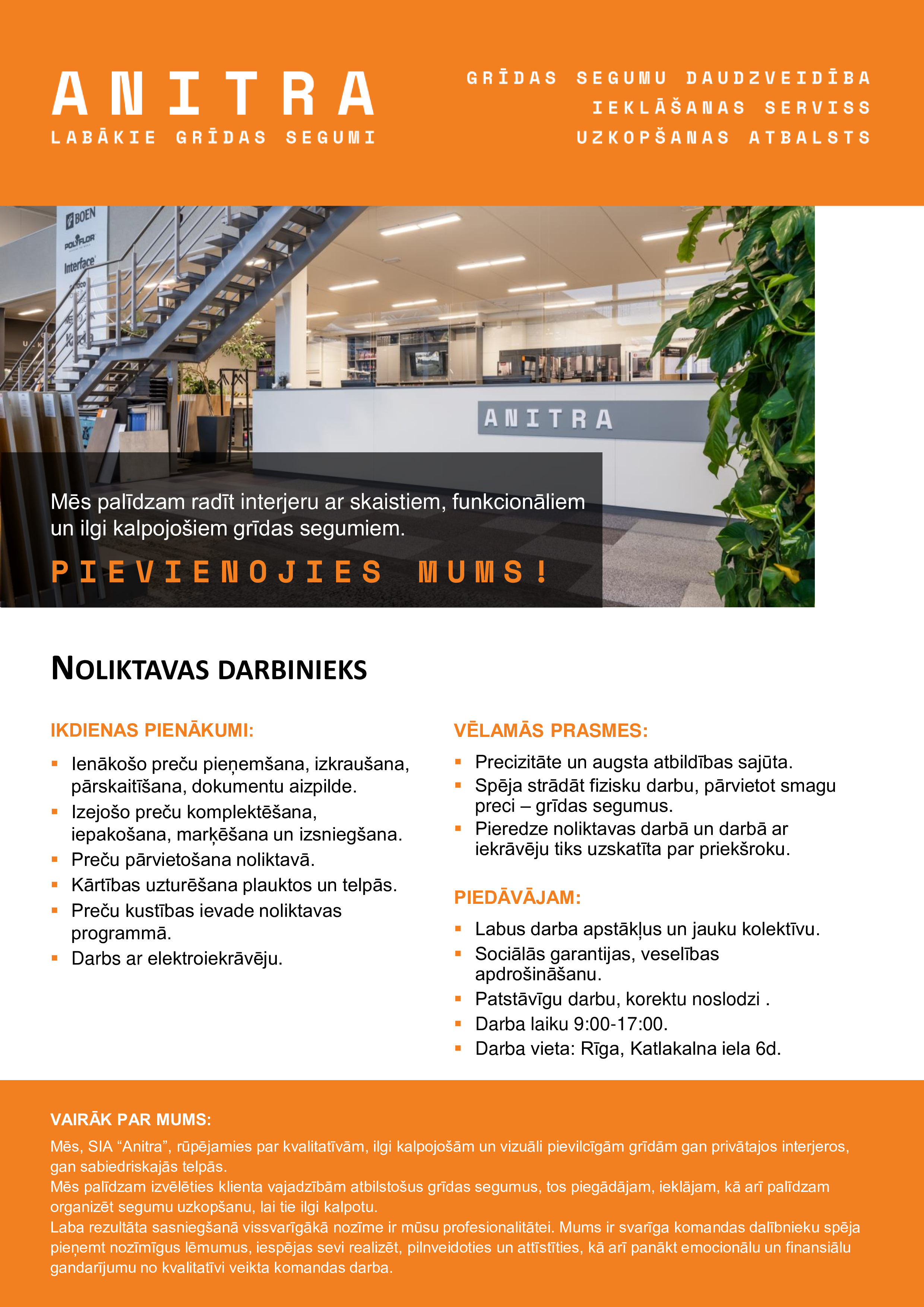 Noliktavas darbinieks | VisiDarbi.lv