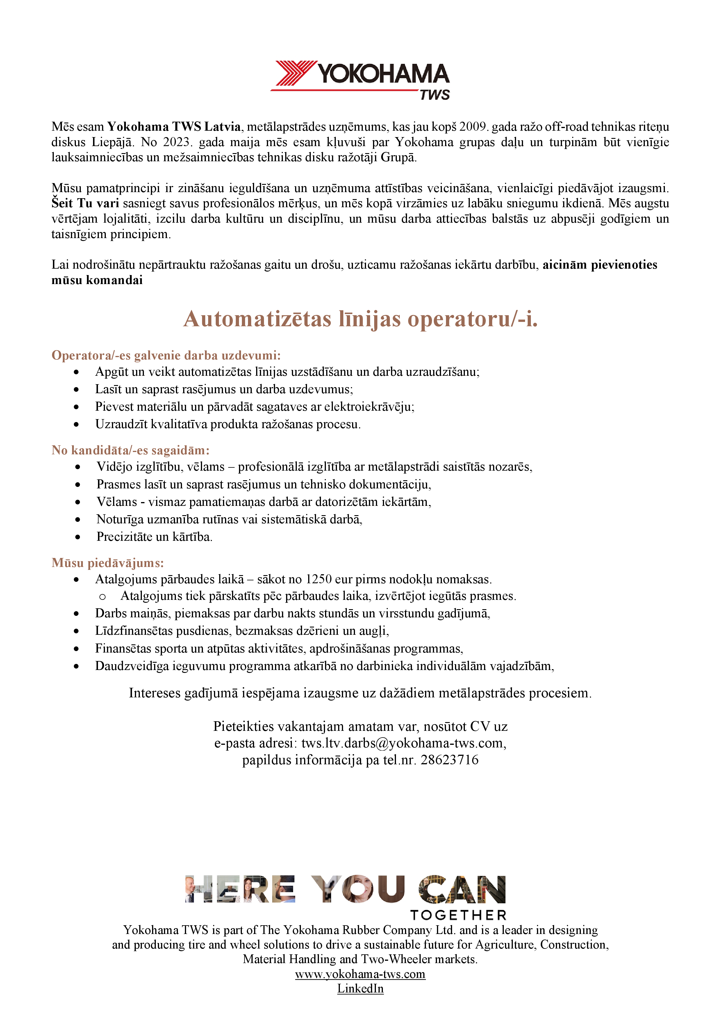Automatizētas līnijas operators/-e | VisiDarbi.lv